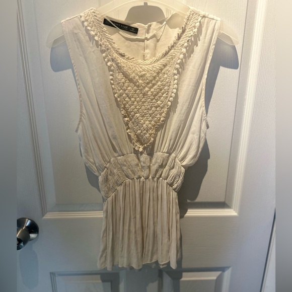 Zara | Tops | Zara Basics Size S Pleated Tunic Top Tank Whiteivory ...